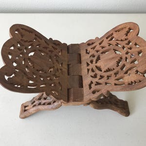 Vintage Ornate Hand Carved Wood Folding Book Rack Magazine Holder - Etsy