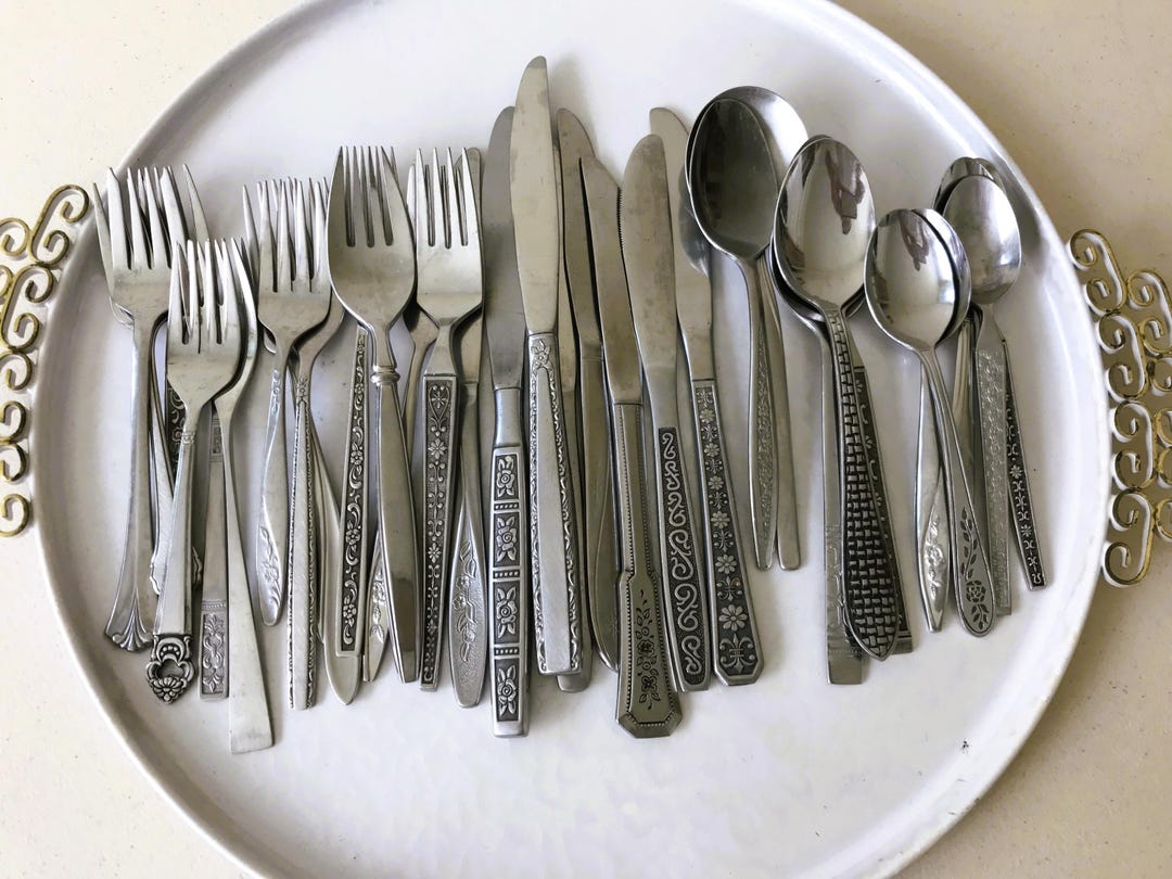 Vintage MCM Midcentury Mixed Mismatched Mix-n-match Stainless Steel ...