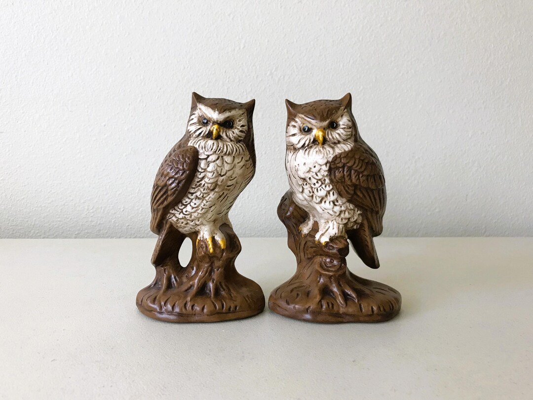 Vintage Owl Ceramic Figurines, Set of Two - Etsy