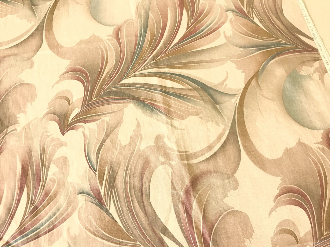 Vintage 80s 1984 Interior Fabric Design Inc. Feather Plume Upholstery ...