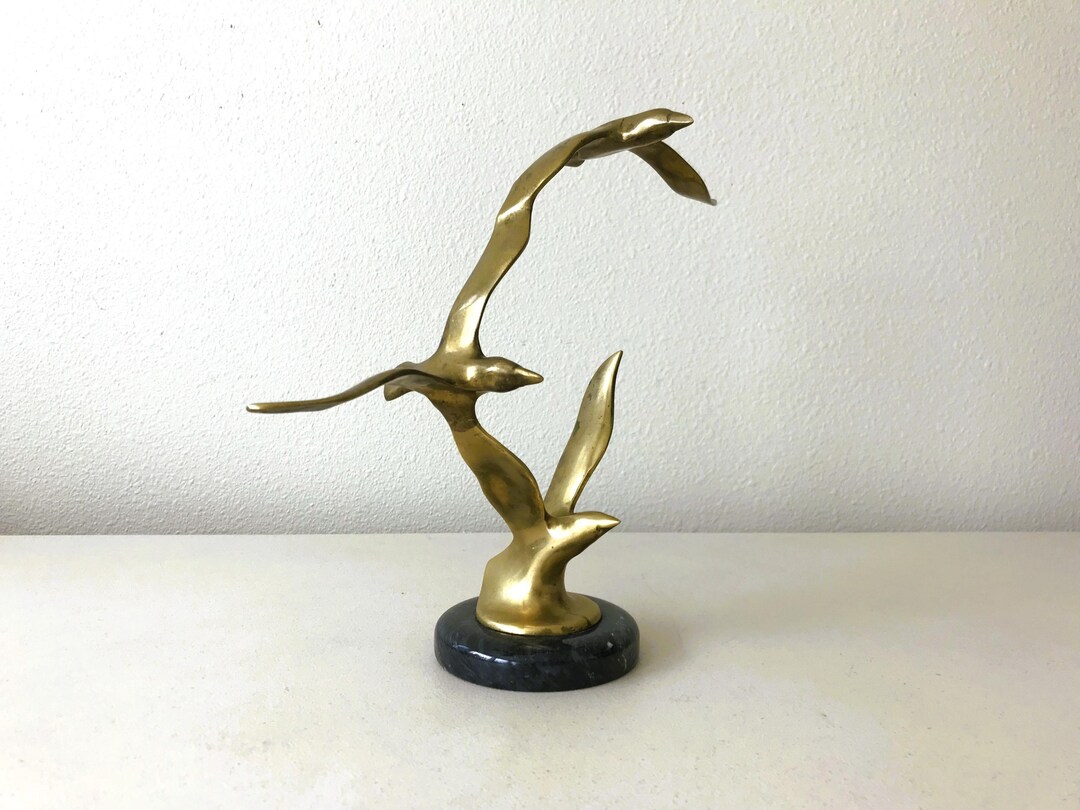 Vintage Flying Seagulls Birds in Flight Sculpture Art Object - Solid ...