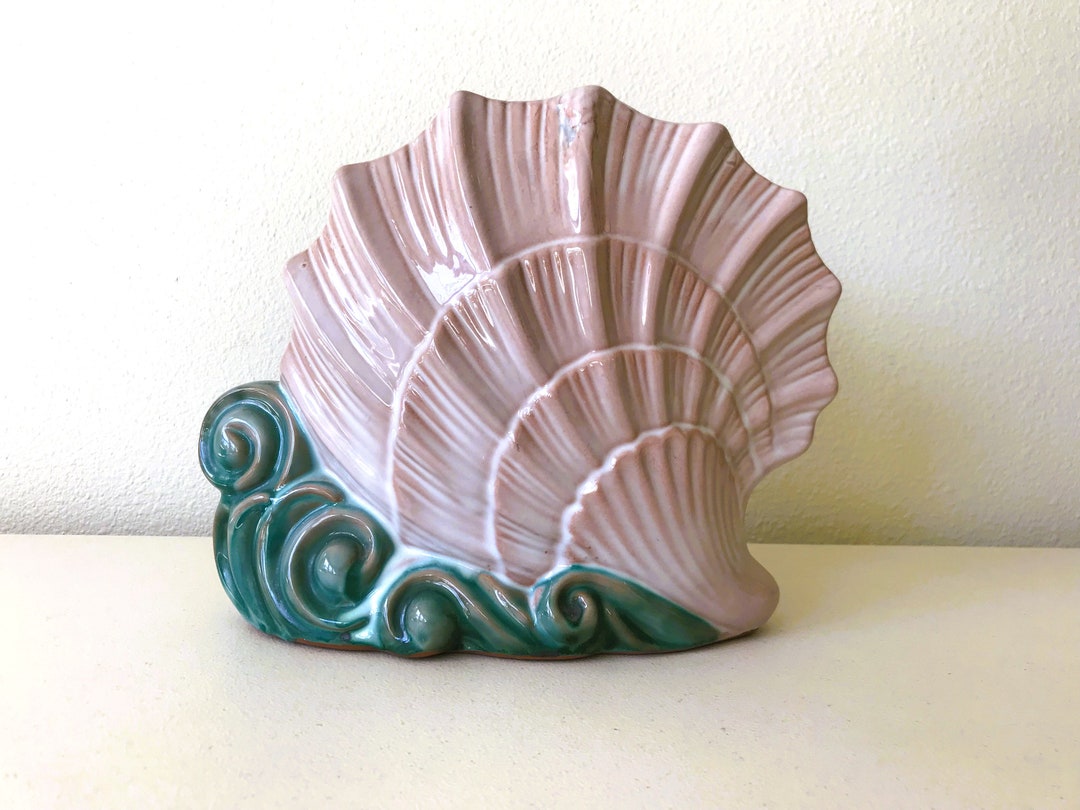 Vintage Stangl "terra Rose" Scallop Shell Large Ceramic Vase - Beachy ...