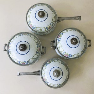 Vintage ASTA Germany Floral Enamel Enamelware Cooking Cookware Dutch ...