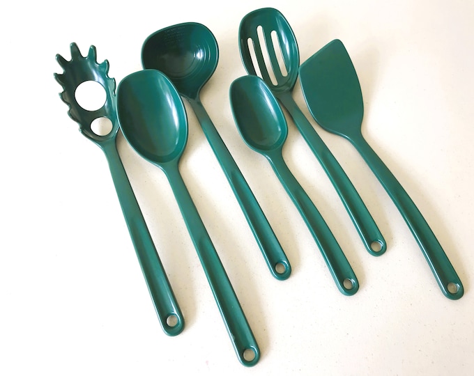 Vintage Teal Green 80s Trudeau Hollinger Design Plastic Kitchen Cooking ...