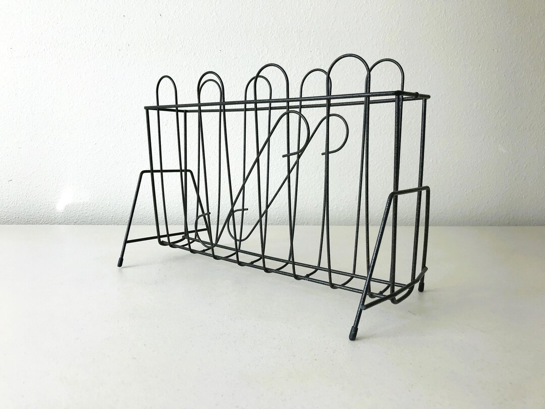 Vintage Black Wire Record Holder - Metal Magazine Rack - Etsy