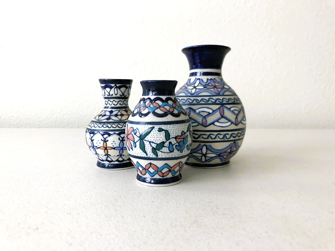 Vintage Javier Servin Mexican Mexico Pottery Hand Painted Signed Trio ...