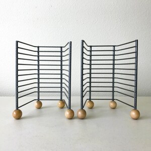 Vintage CD Holder Storage Wood Metal Memphis Minimalist Industrial ...