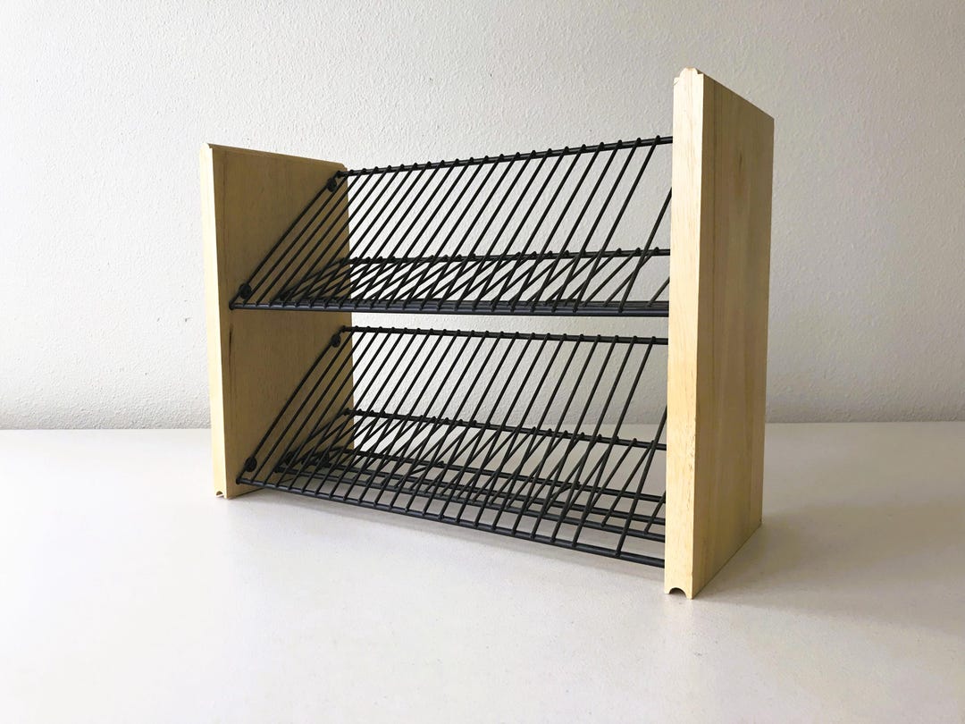 Vintage CD Holder - Wood & Metal Minimalist Industrial CD Holder ...