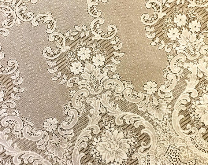 Vintage Sheer Lace Lacy Romantic Floral Curtains Farmhouse Country ...