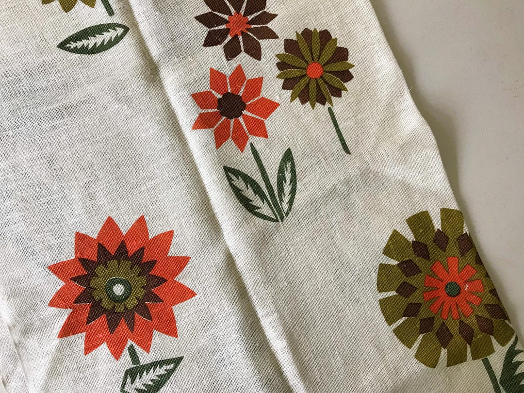 Vintage Scandinavian-style Fabric Sample: Danish Floral Atomic Panel ...