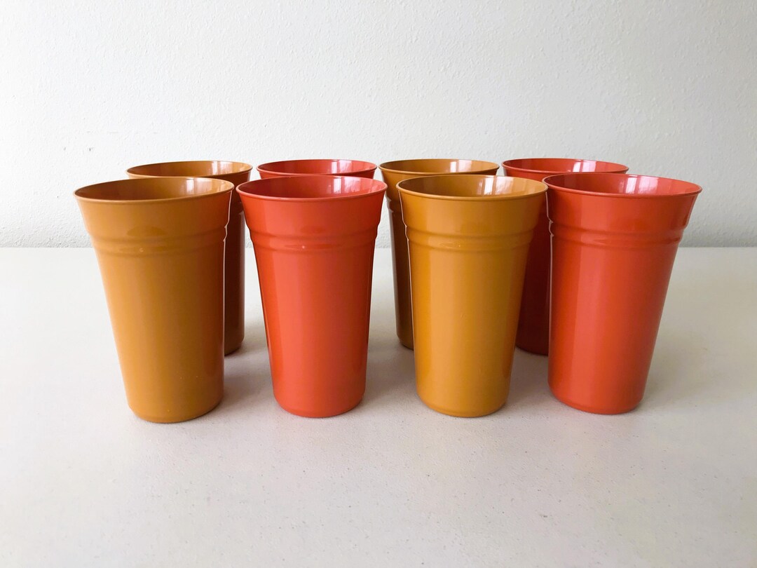 Vintage Plastic Tumblers - Packerware Gold & Rust Plastic Glasses ...