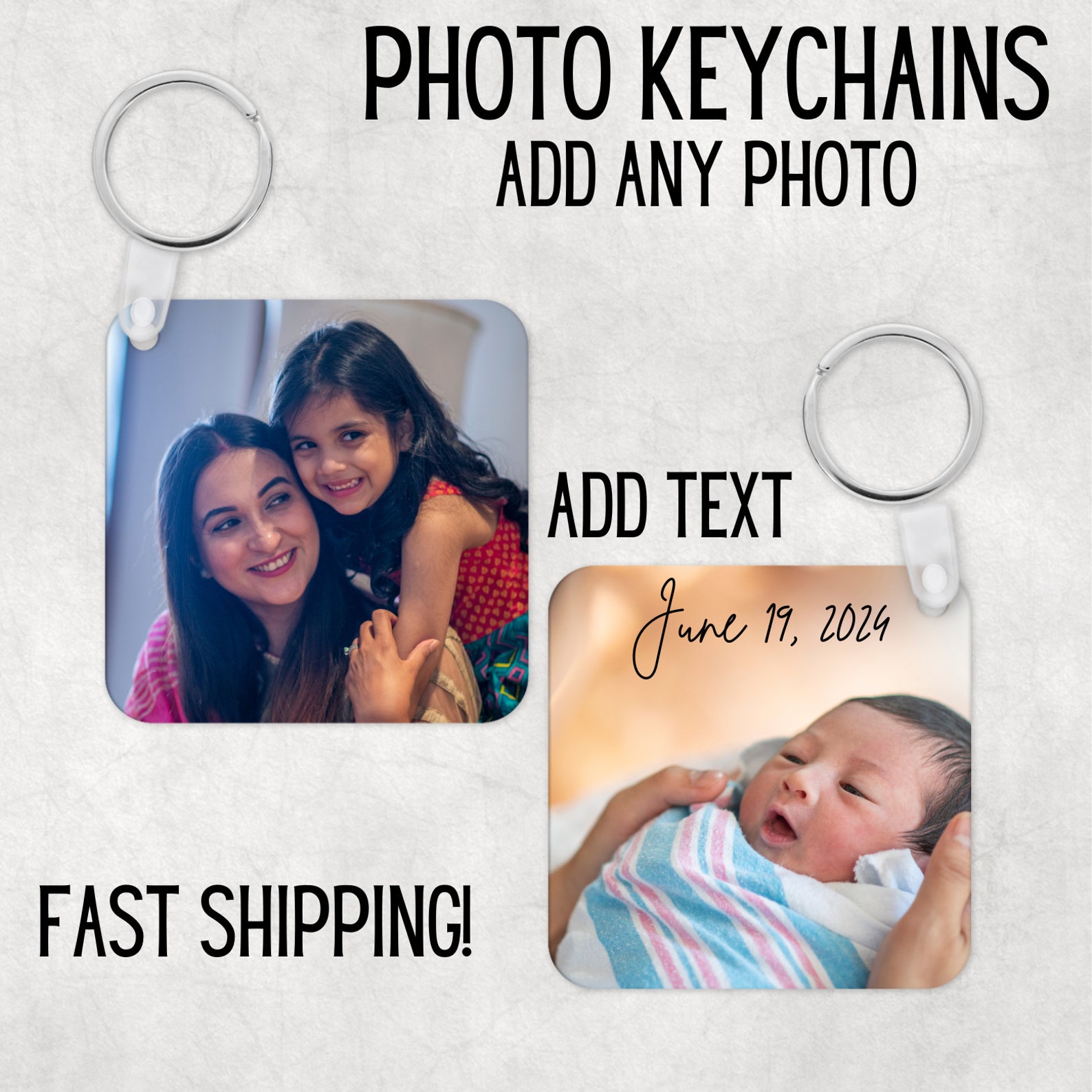 Double Sided Photo Keychain, Custom Photo Keychain, Custom Picture ...