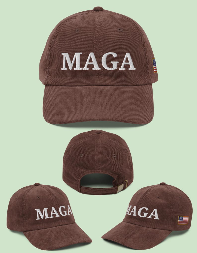 MAGA Embroidered Vintage Corduroy Cap Make America Great Again Unisex ...