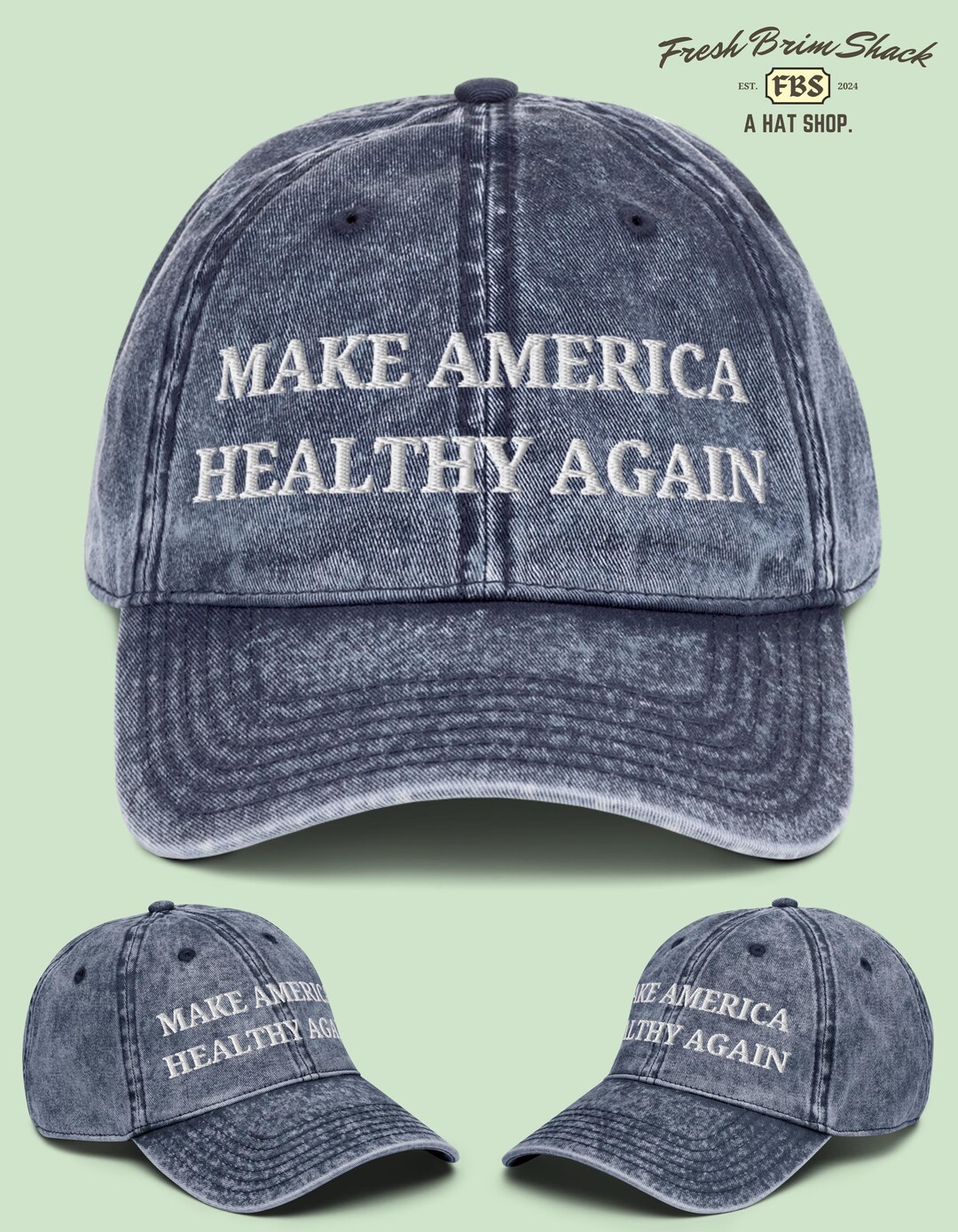 Make America Healthy Again Vintage Cotton Twill Cap Embroidered MAHA ...