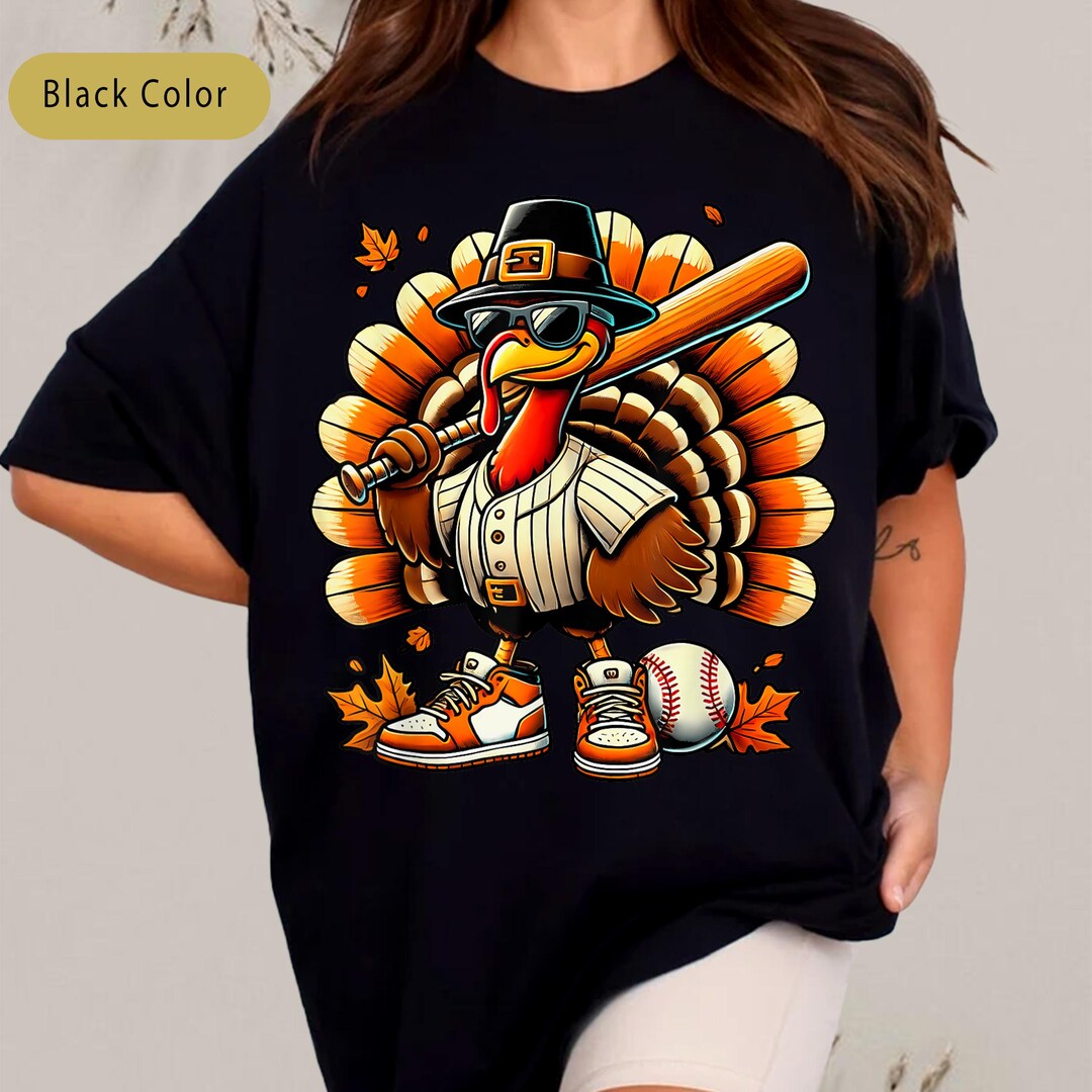 Vintage Retro Baseball Player Turkey Funny Thanksgiving Day Boy Men Kid ...