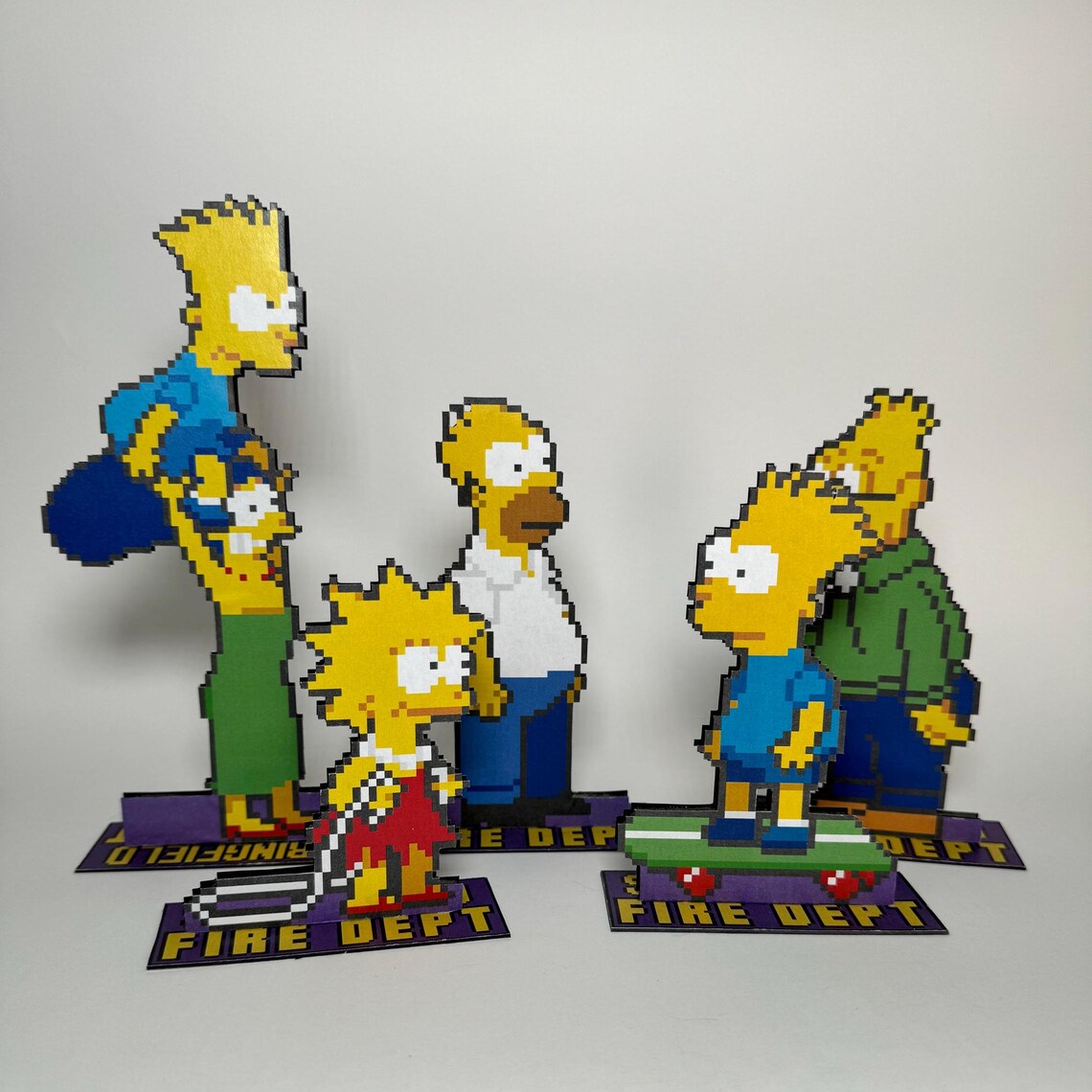 5 Units Simpson Videogame Inspired Sprites Paper Craft Template DIY ...
