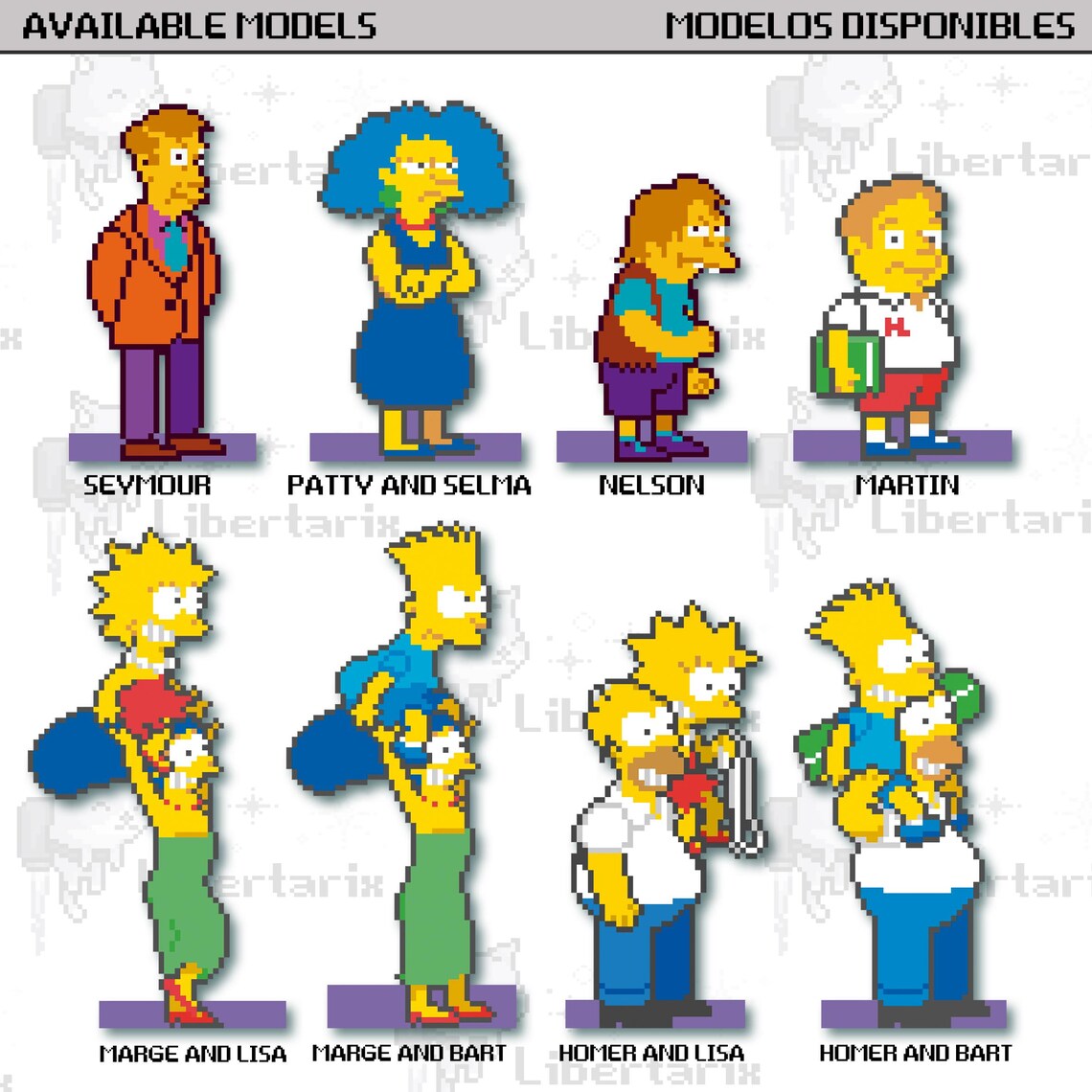 5 Units Simpson Videogame Inspired Sprites Paper Craft Template DIY ...