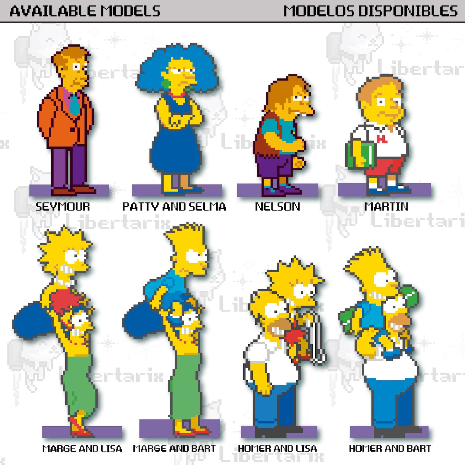 3 Units Simpson Videogame Inspired Sprites Paper Craft Template DIY ...
