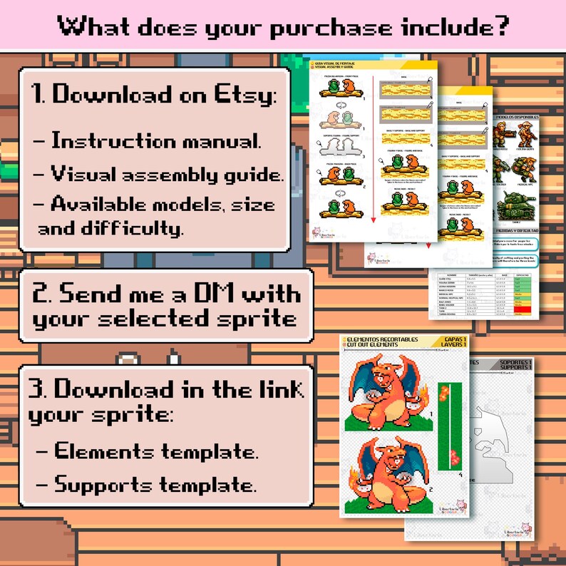 1 Unit Zelda Videogame Inspired Sprite Paper Craft Template DIY Sprite ...