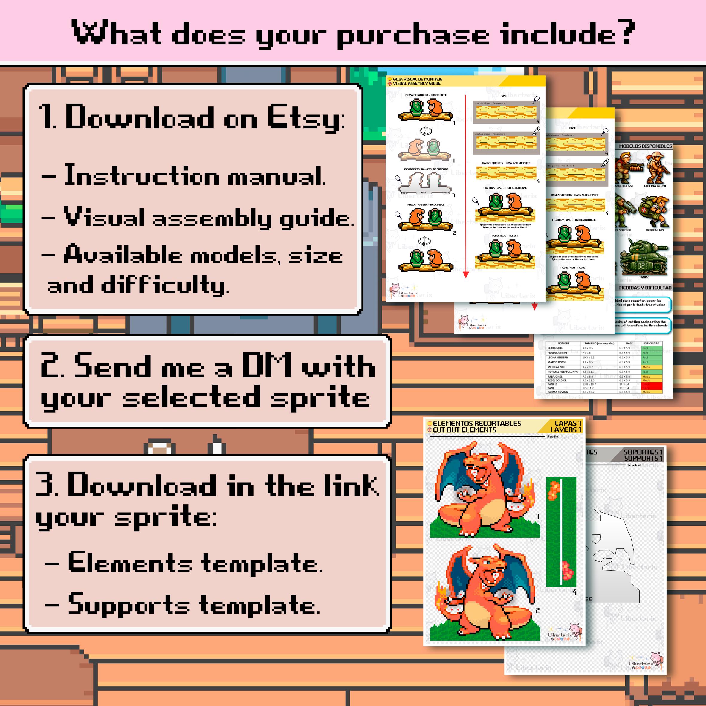 1 Unit Zelda Videogame Inspired Sprite Paper Craft Template DIY Sprite ...