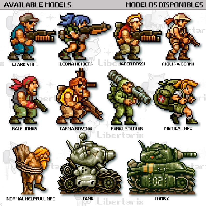 5 Units Metal Slug Videogame Inspired Sprites Paper Craft Template DIY ...