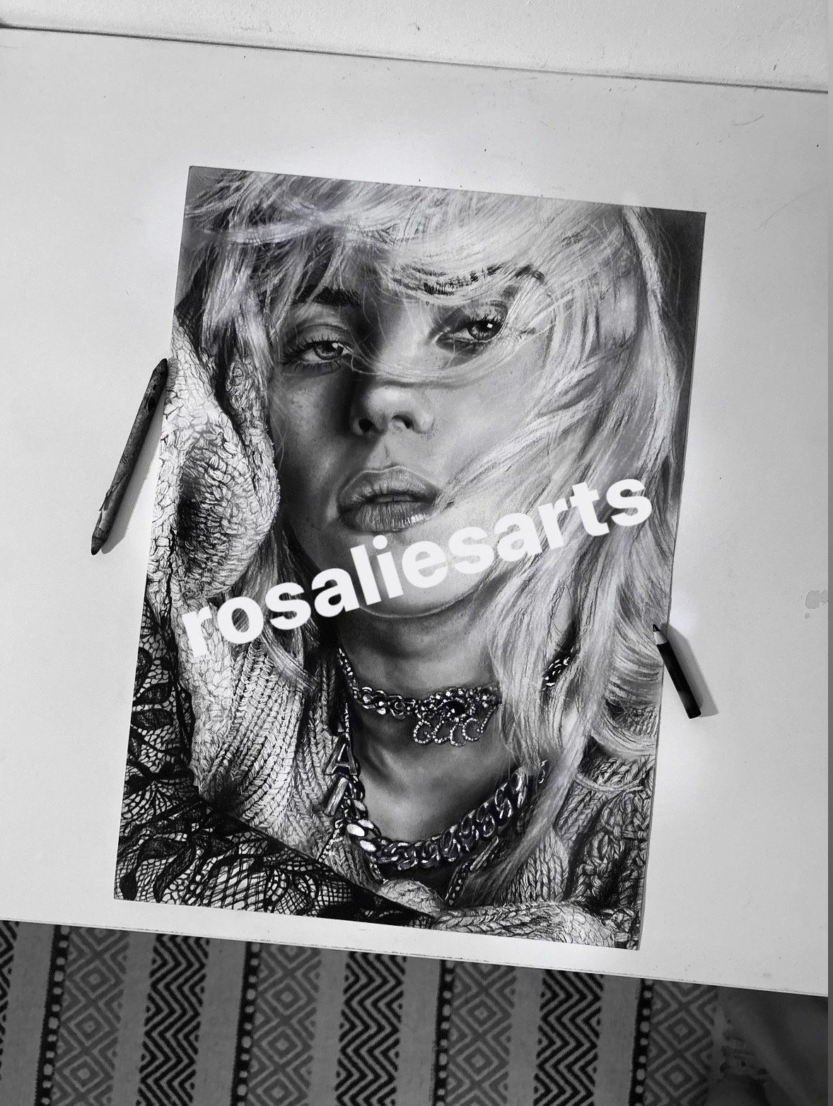 Billie Eilish I Charcoal Drawing Portrait Print - Etsy