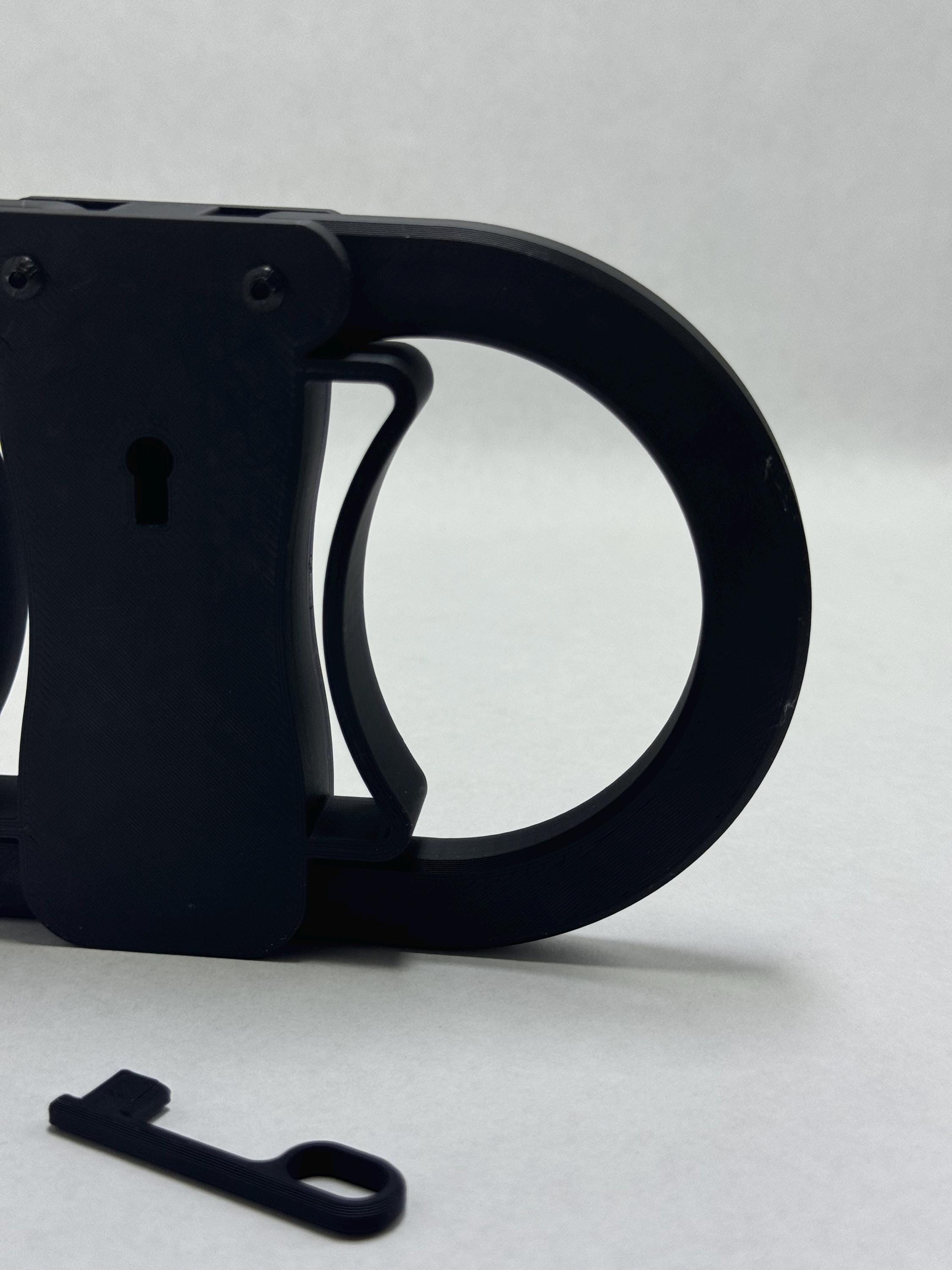Retro 3D Printed Black Toy Handcuffs, Durable Plastic for Costumes - Etsy