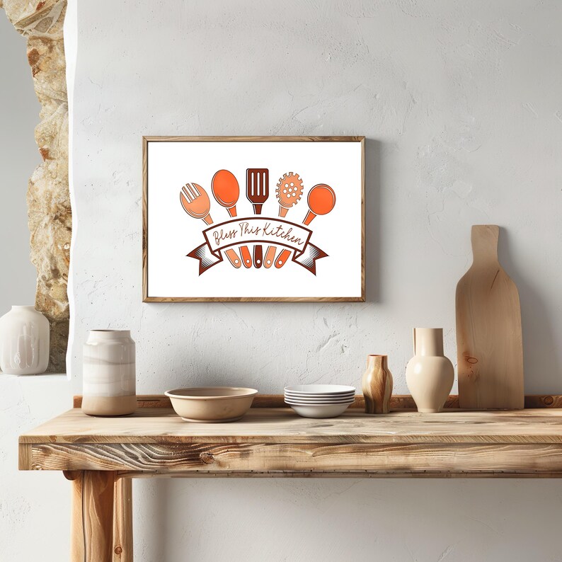 Kitchen Utensil Art Print: Positive Kitchen Quotes (digital Download ...