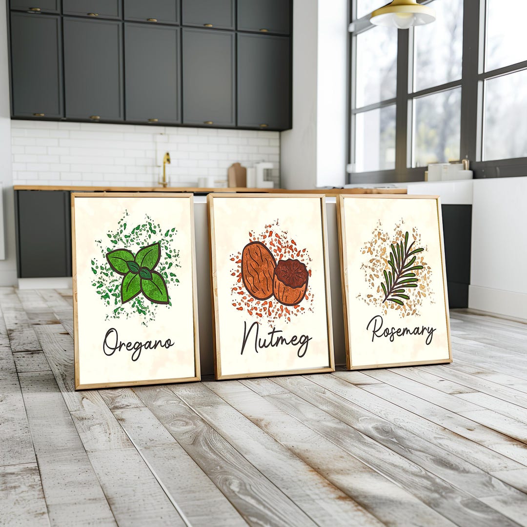 Set of 3| Kitchen Spices&herbs Wall Art|kitchen Wall Decor| Rosemary ...