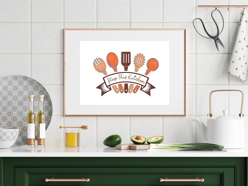 Kitchen Utensil Art Print: Positive Kitchen Quotes (digital Download ...