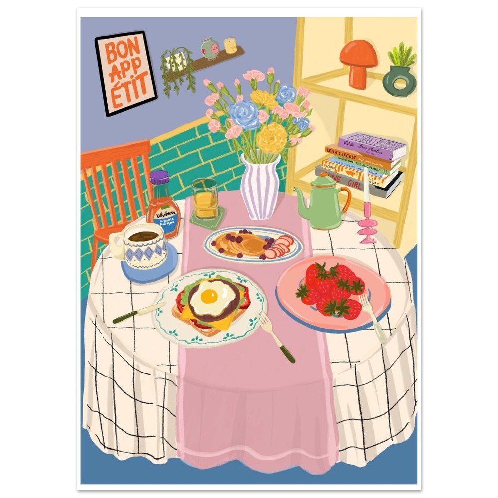 Pastel Breakfast Floral Table Aesthetic Wall Art Print - Etsy