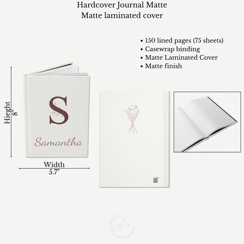 Personalized Hardcover Journal With Initial & Name | Custom Monogram ...
