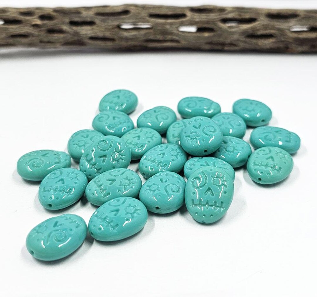 Czech Glass Beads VOODOO Skull Beads 16x13 Turquoise Pkg of 4 - Etsy