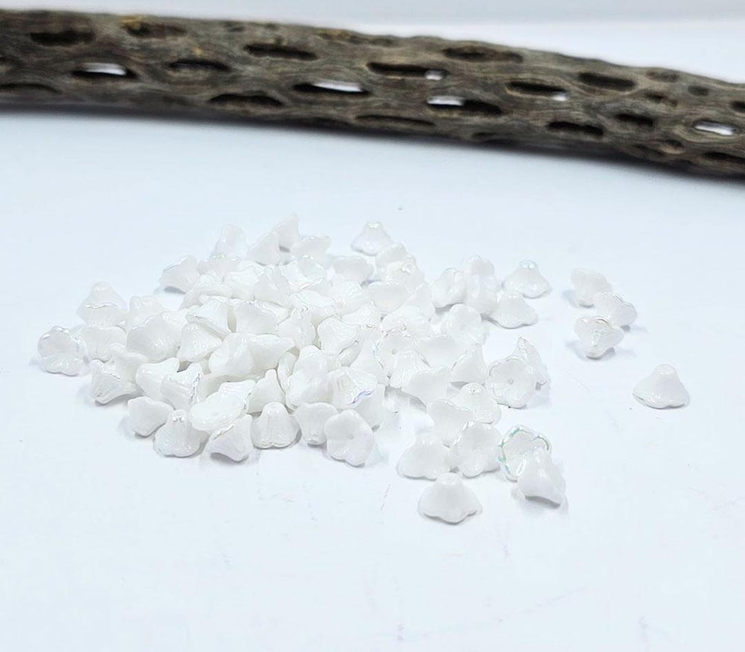Czech Flower Cup Beads 07x05 White With an AB Finish Pkg of 20 - Etsy