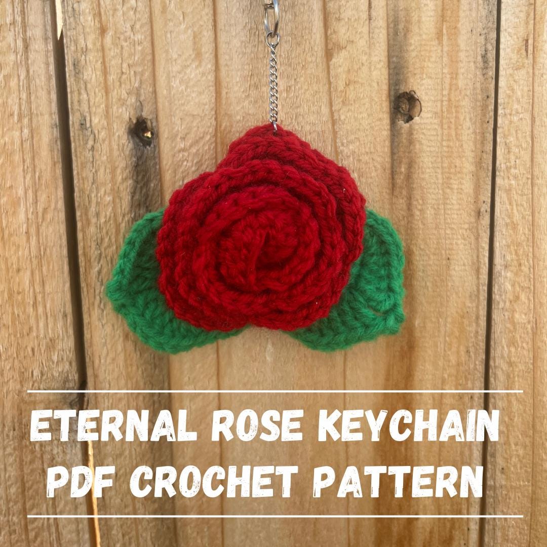 Rose Keychain Crochet Pattern: Floral Bag Charm, Key Fob (PDF Digital ...