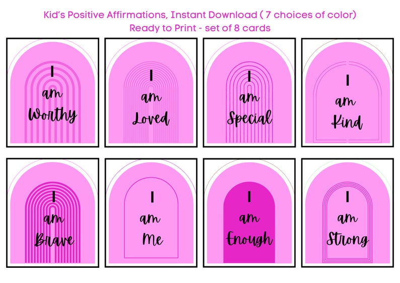 Positivity Flash Cards for Children 8 Affirmations 8 Flash Cards 7 ...