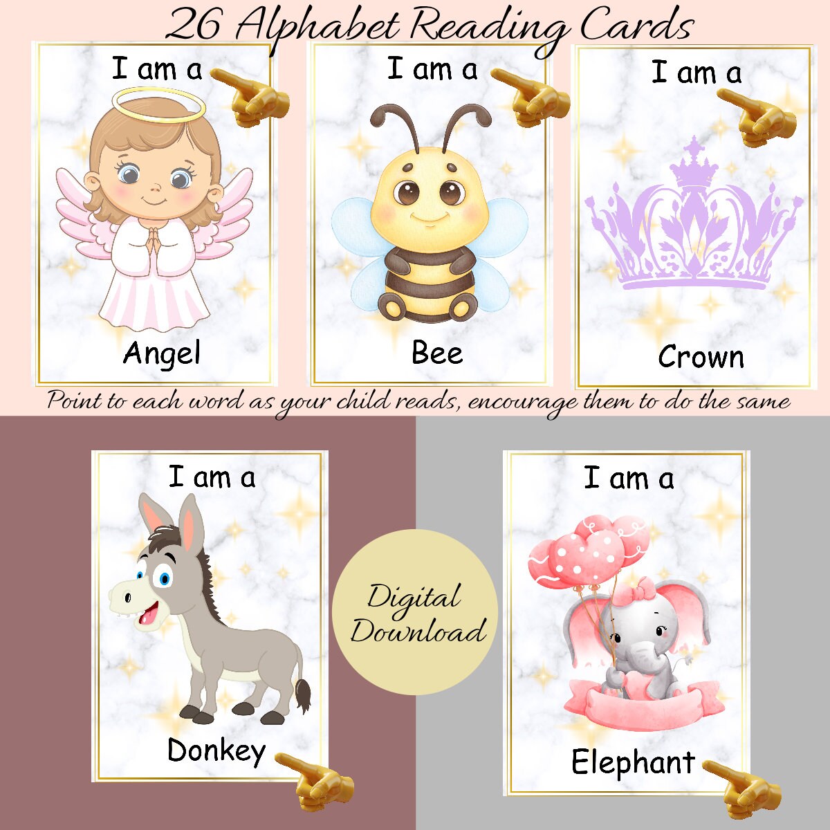 26 Word Cards Alphabet Early Learning Instant Download Fun Literacy ...