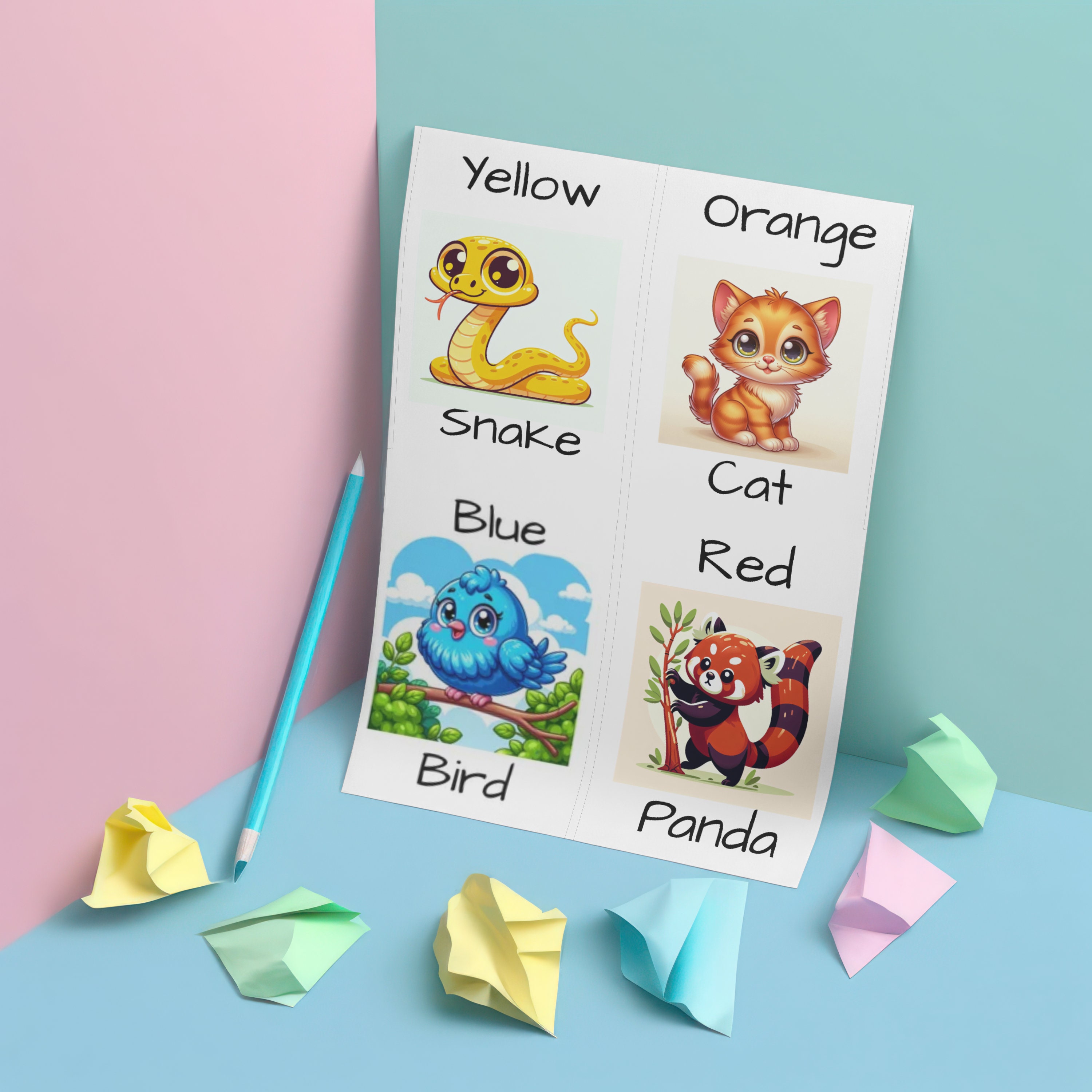 REGGIO Inspired Animal/colour Vocabulary Flashcards Montessori Early ...