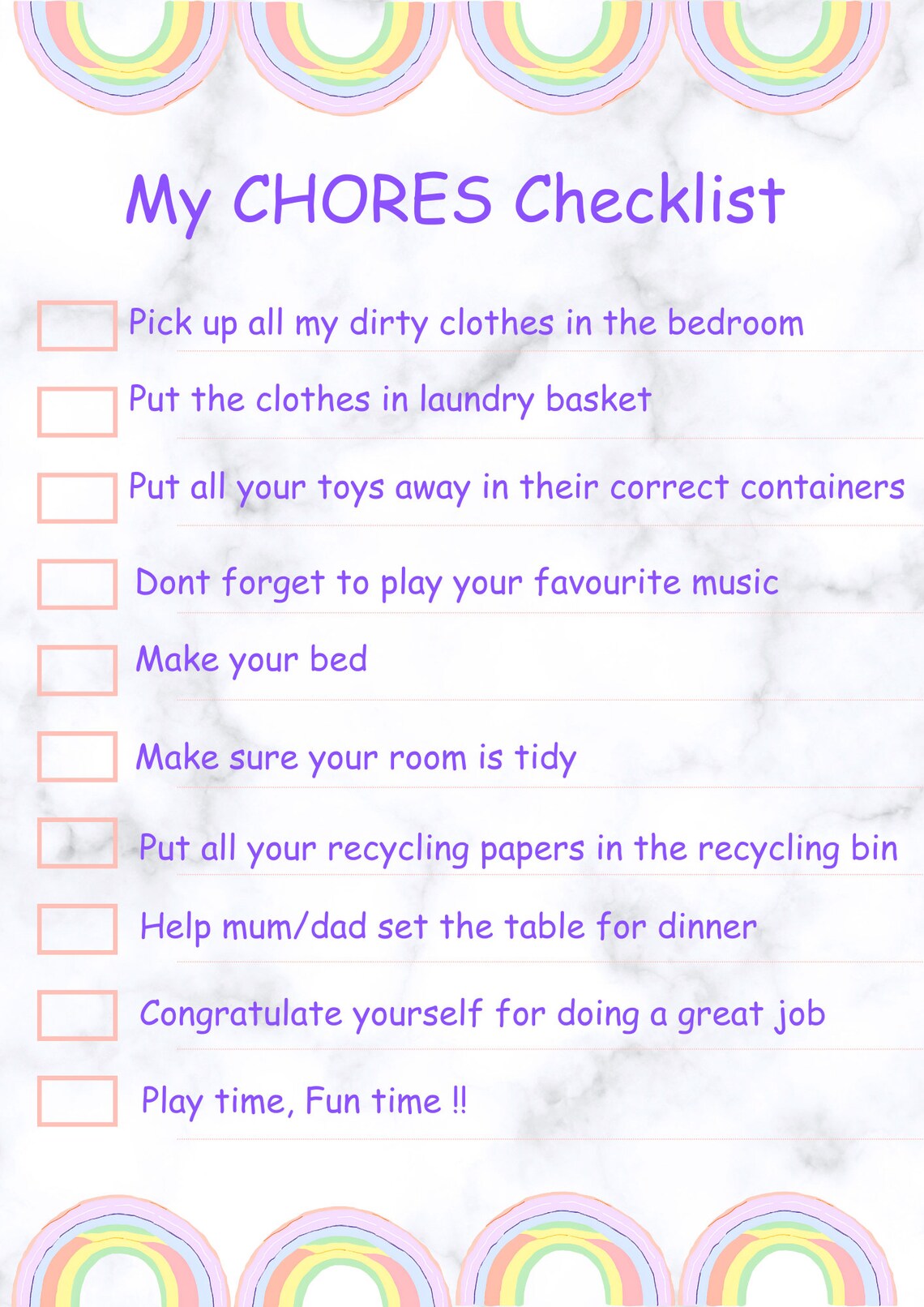 Printable Checklists for Kids, Set of 8 Checklists, Kids Daily ...