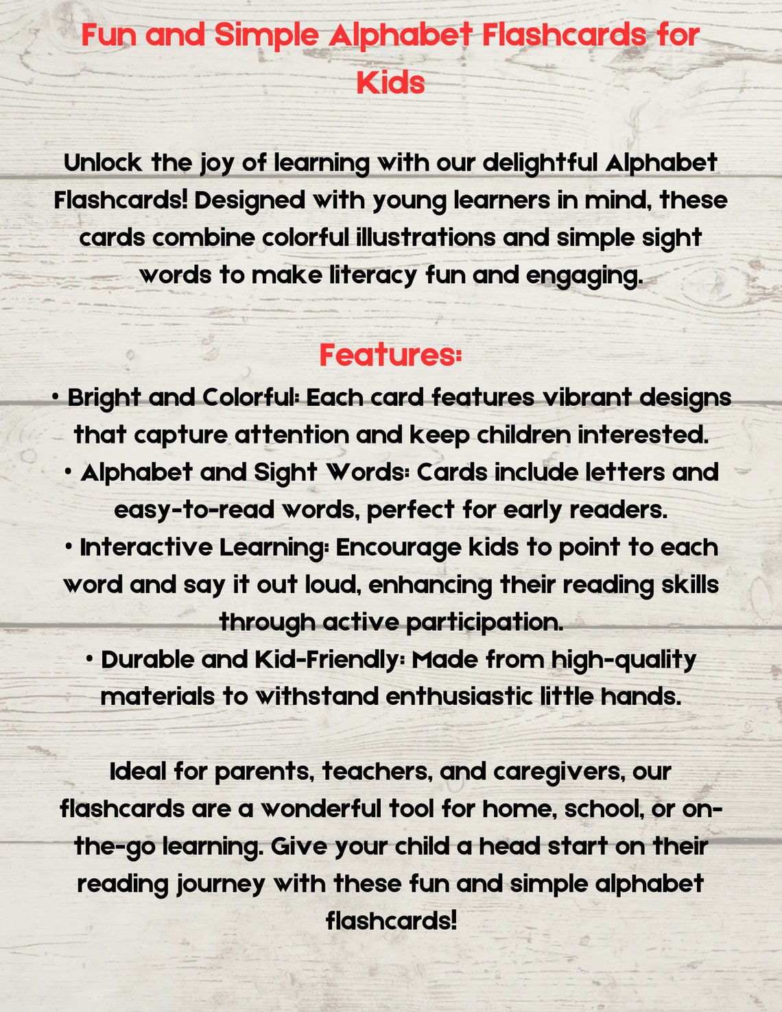 26 Word Cards Alphabet Early Learning Instant Download Fun Literacy ...