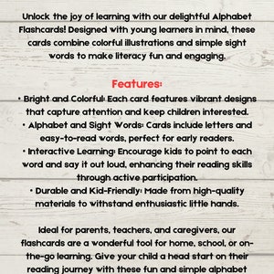 26 Word Cards Alphabet Early Learning Instant Download Fun Literacy ...