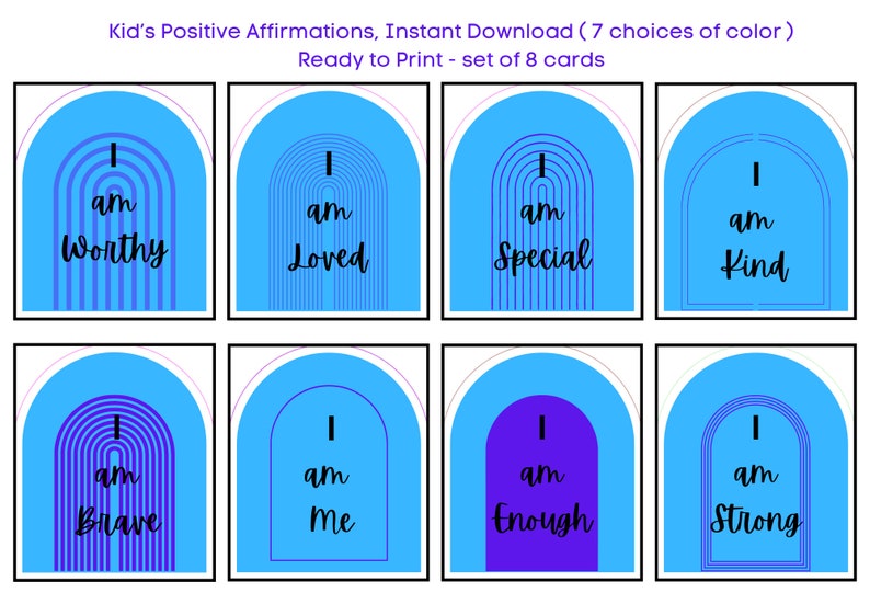 Positivity Flash Cards for Children 8 Affirmations 8 Flash Cards 7 ...