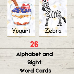 26 Word Cards Alphabet Early Learning Instant Download Fun Literacy ...