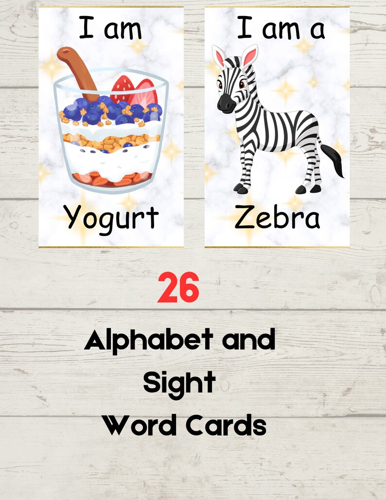 26 Word Cards Alphabet Early Learning Instant Download Fun Literacy ...