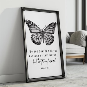 Butterfly Print Wall Art, Bible Verse Digital Download Printable ...