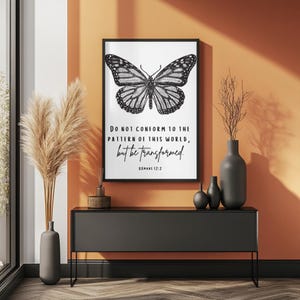 Butterfly Print Wall Art, Bible Verse Digital Download Printable ...