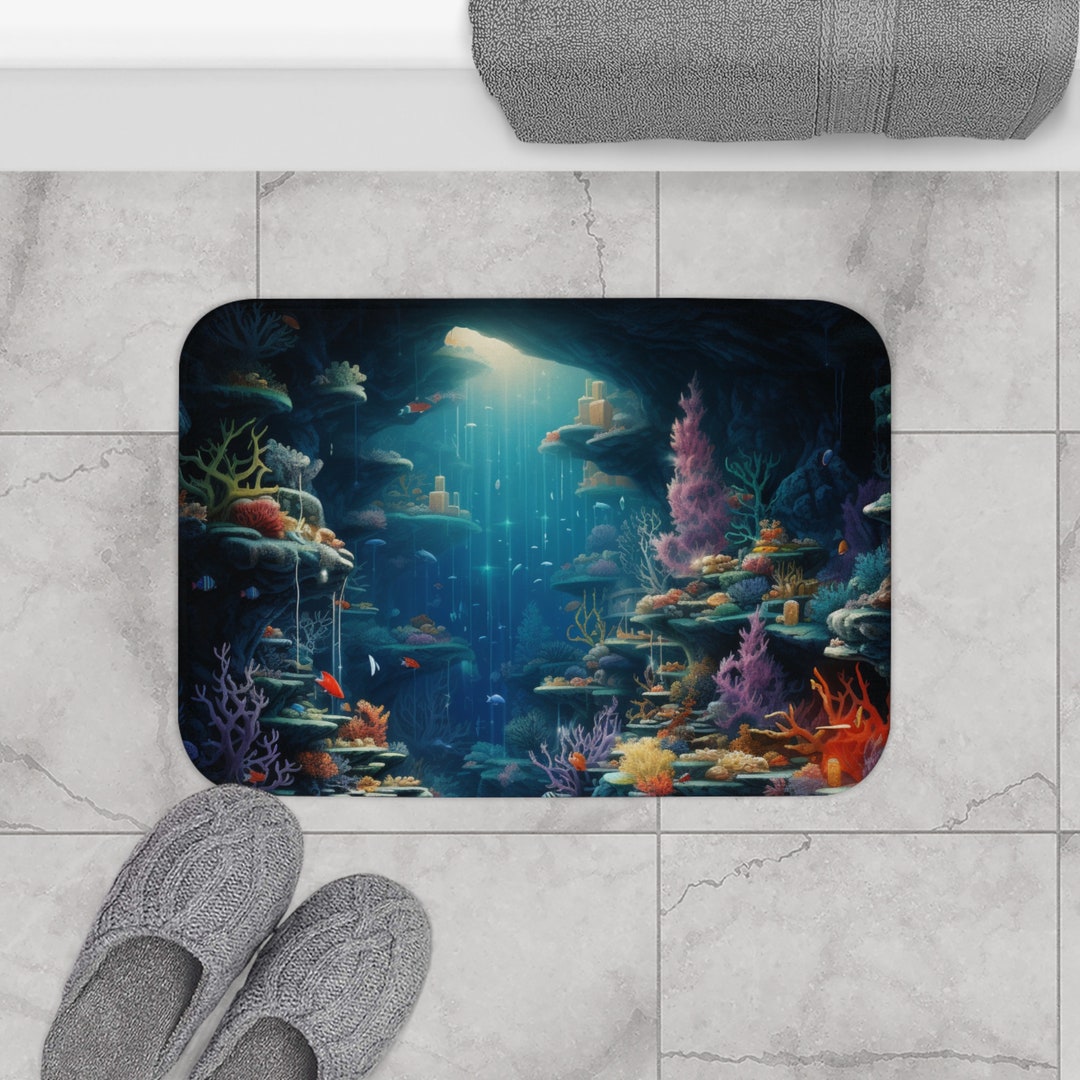 Deep Sea Bath Mat Gift Idea for Ocean Lover Bath Mat Gift Marine Coral ...