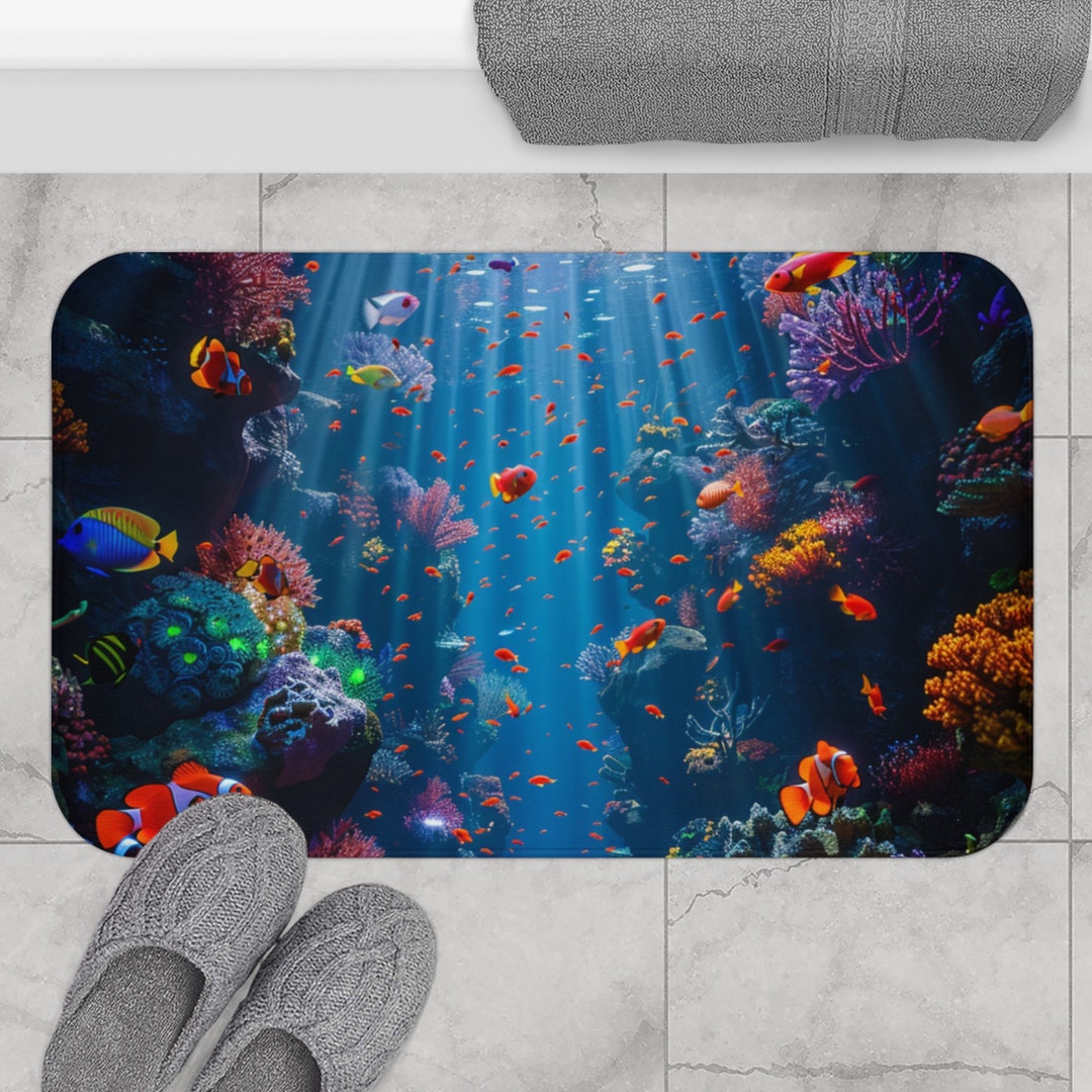 Deep Sea Bath Mat Gift Idea for Ocean Lover Bath Mat Gift Marine Coral ...