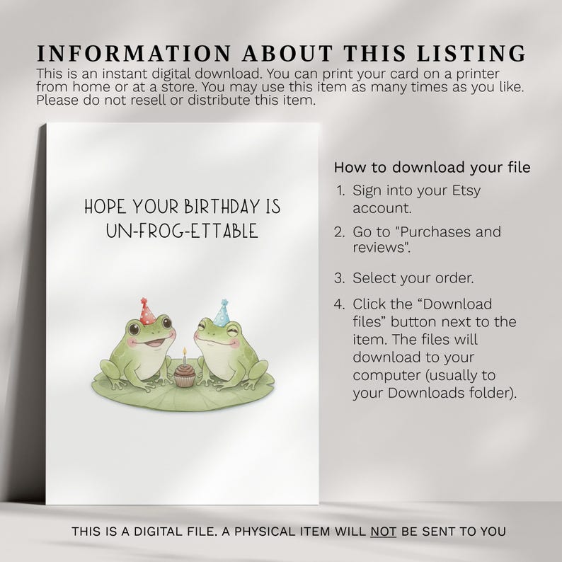 Frog Birthday Card: Fun Printable Greeting (digital Download) - Etsy