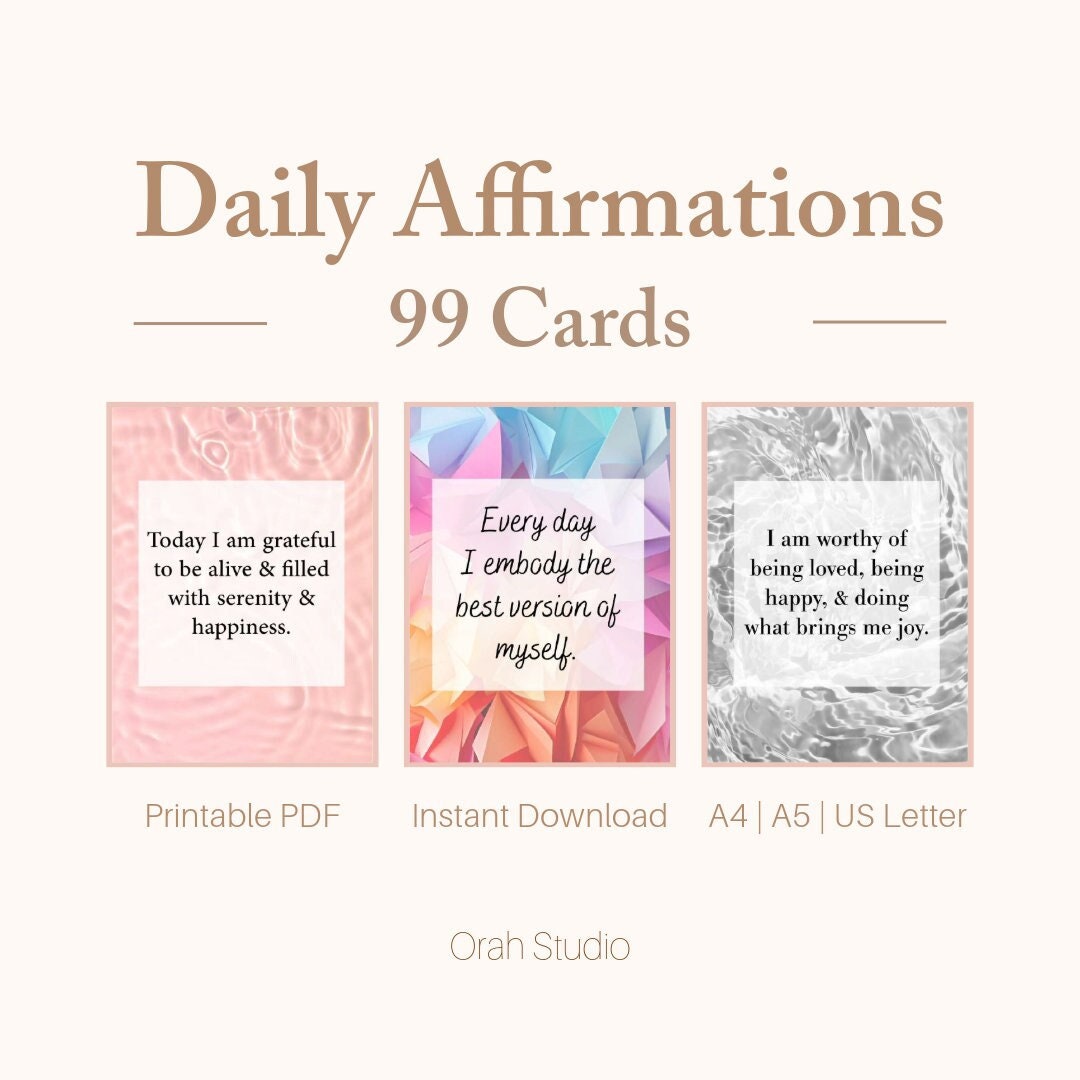 99 Affirmation Cards Printable, Affirmation Cards Digital, Vision Board ...